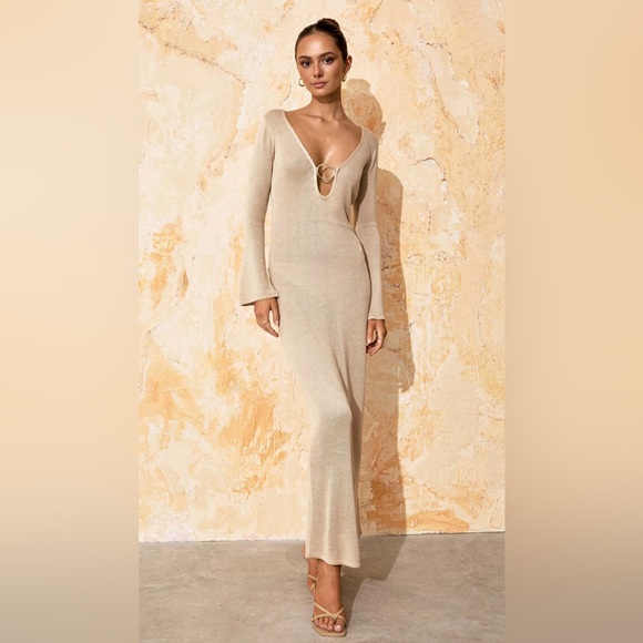 Flook The Label Dresses Flook The Label Nyala Maxi Dress In Gold Metallic Poshmark